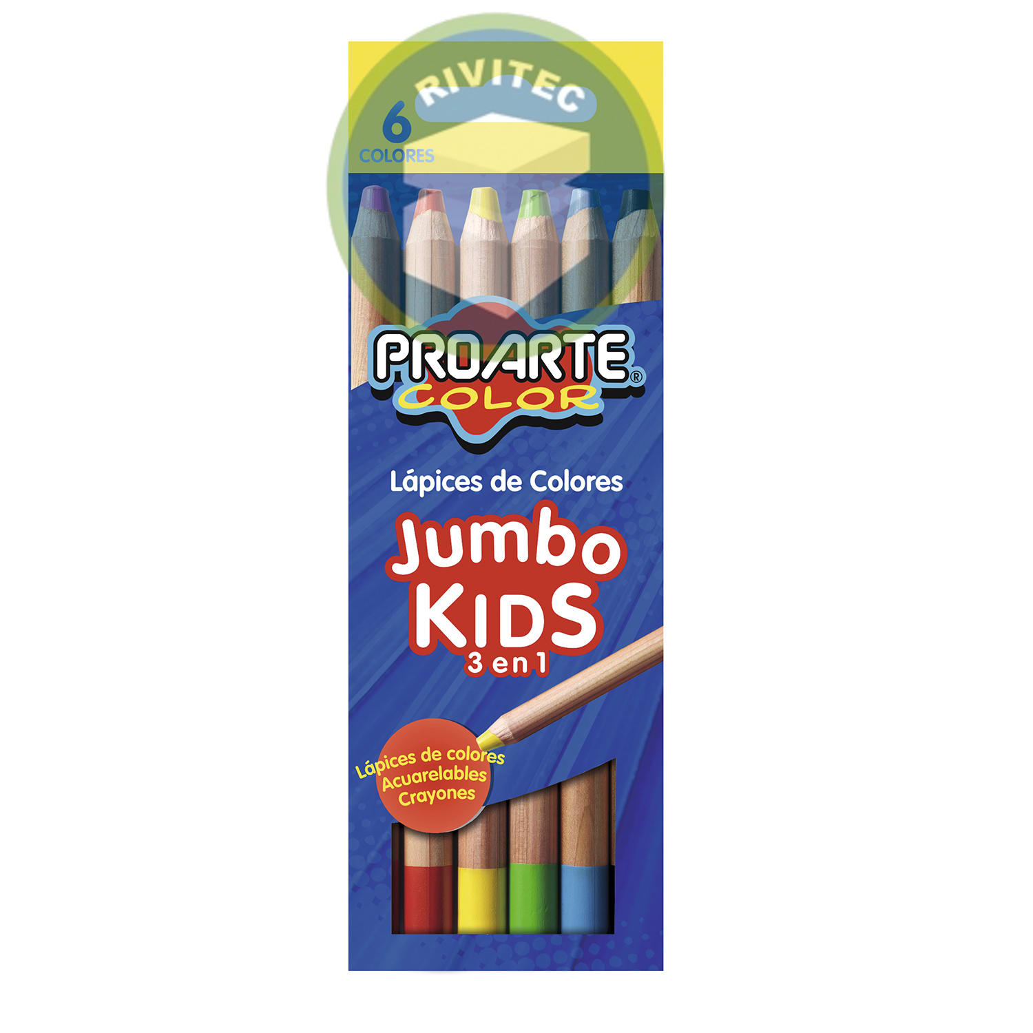 LAPICES DE COLORES JUMBO 12 COLORES 3 EN 1 | Rivitec