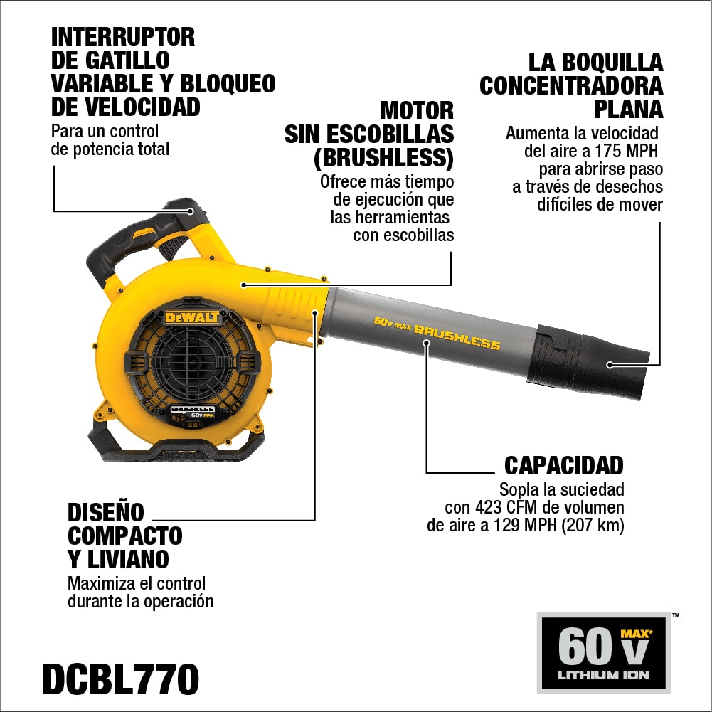 Soplador Inalámbrico 60V Max Flexvolt Dewalt DCBL770B | MaqCenterPerú ...