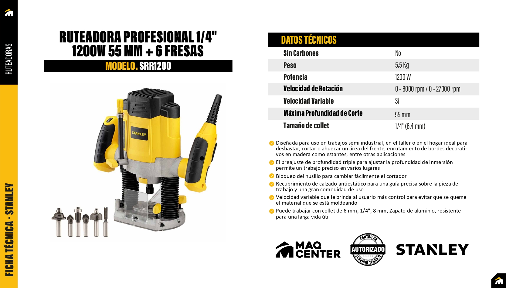 RUTEADORA PROFESIONAL 1200W STANLEY SRR1200 | MaqCenterPerú | Tienda de ...