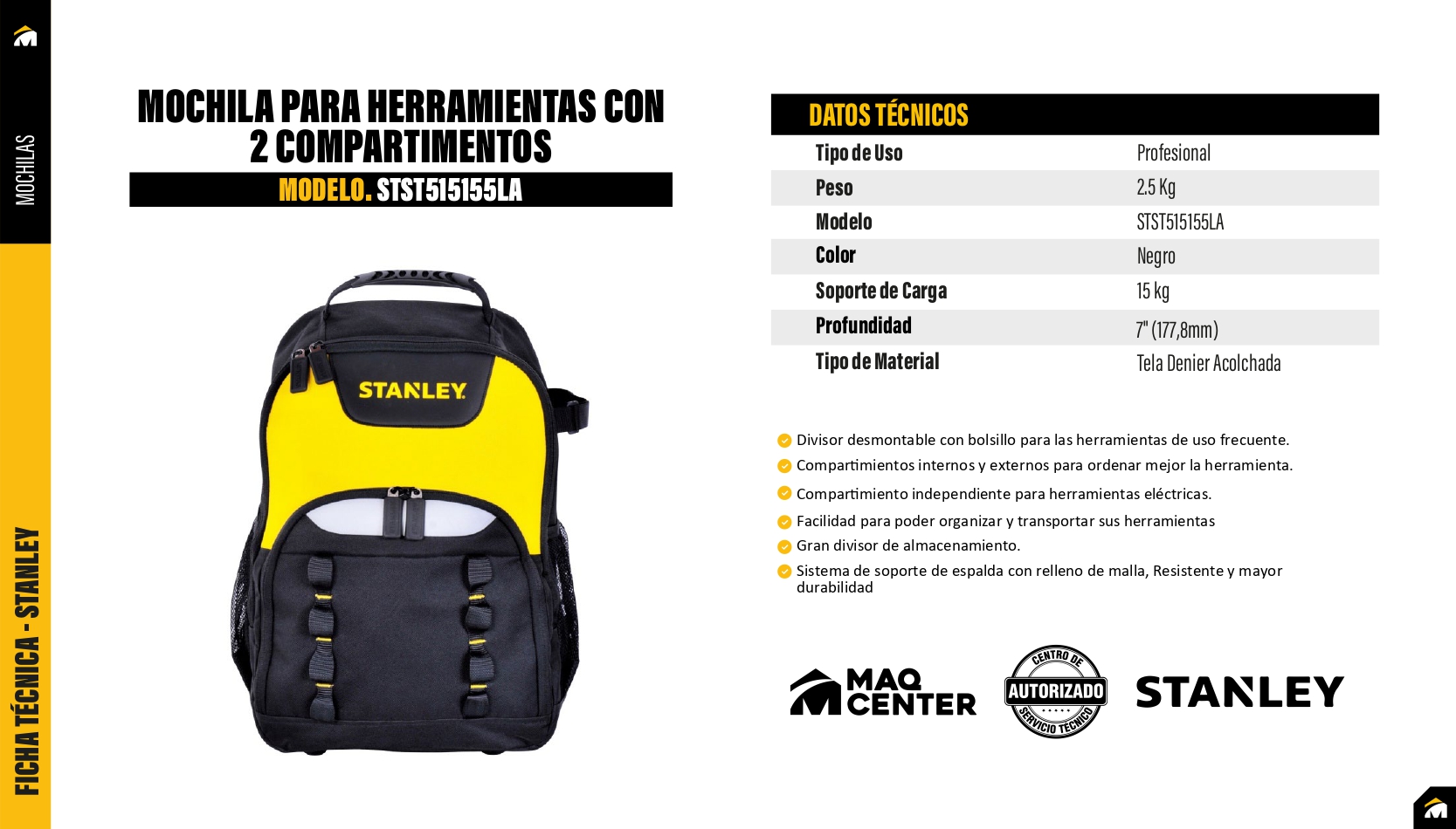 Mochila para Herramientas 18'' Stanley STST515155LA | MaqCenterPerú ...