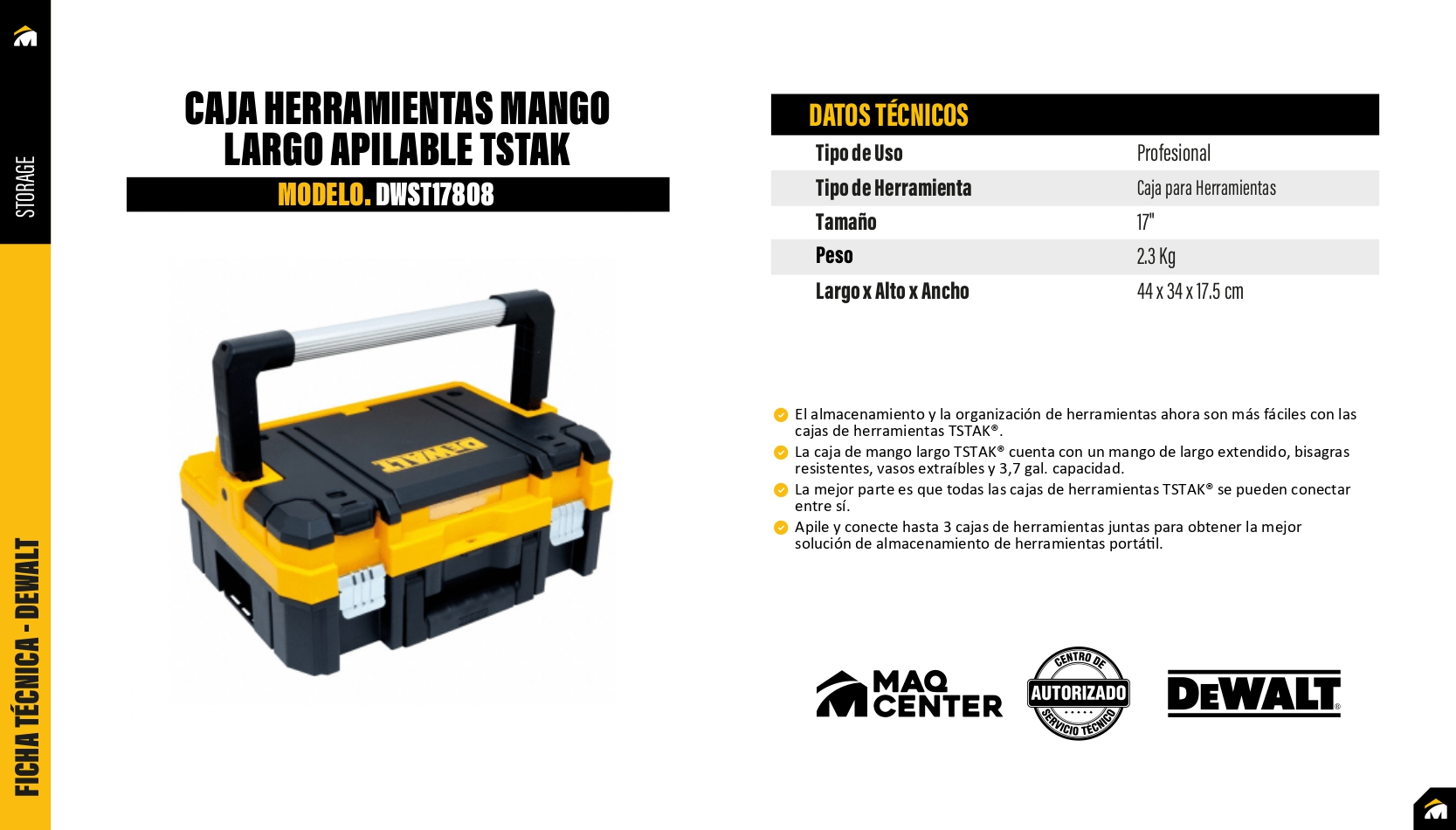 Caja de Herramienta con Asa Larga 17” Tstak Dewalt DWST17808 ...