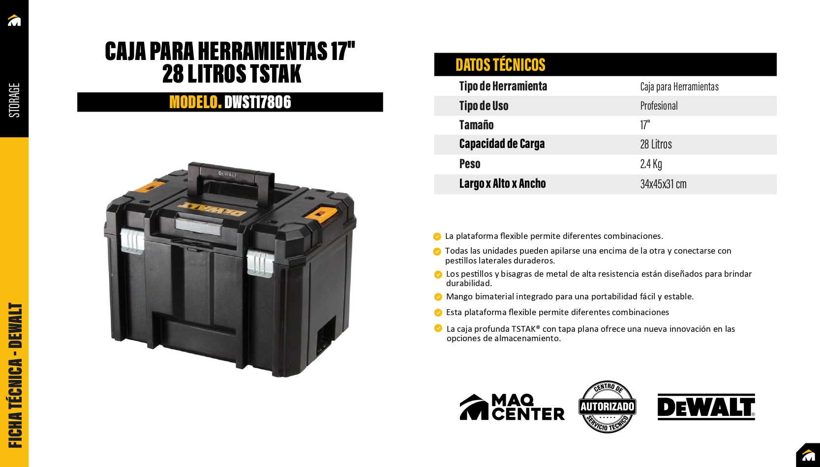 Caja Organizadora de Herramientas Apilable Profunda Tstak DWST17806 ...
