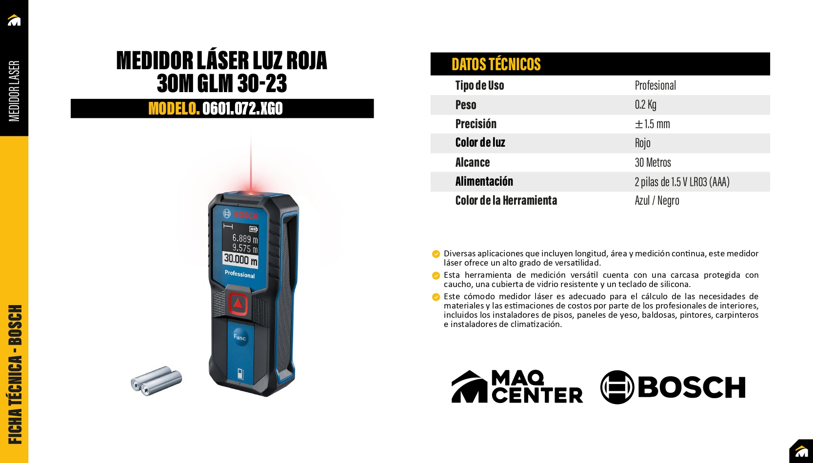 Medidor Láser de Distancia 30m Bosch GLM 30-23 | MaqCenterPerú | Tienda de Herramientas ...