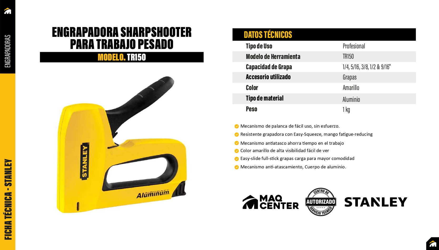 Engrapadora Sharpshooter para trabajo Pesado TR150 Stanley | MaqCenterPerú | Tienda de ...