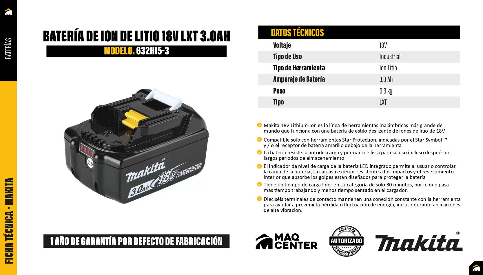 Batería de Ion de Litio 18V LXT 3.0Ah Makita BL1830B | MaqCenterPerú | Tienda de Herramientas ...