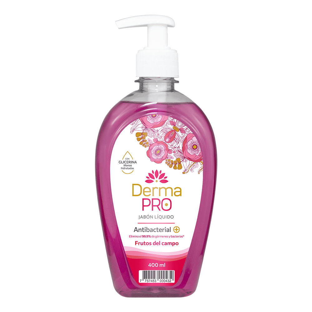 Derma Pro Jabón Líquido Antibacterial Frutos del Campo Frasco 400ml ...
