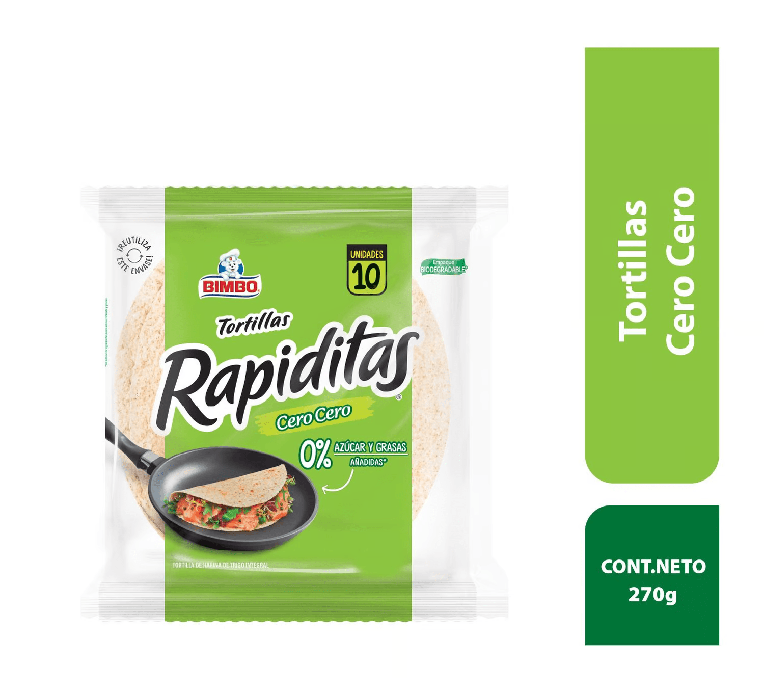 Bimbo Tortillas Rapiditas Cero Cero 10und | Eco Ahorro
