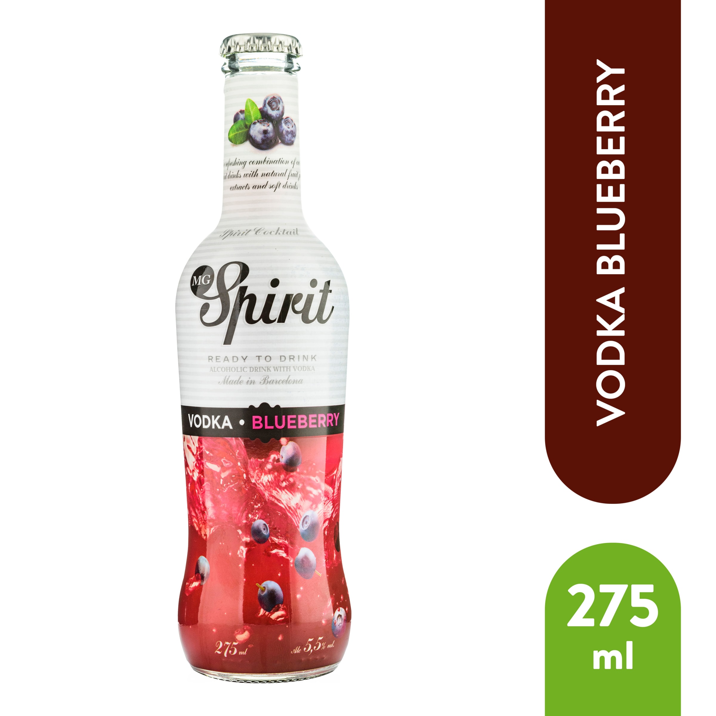 Listo Para Tomar Vodka Blueberry MG Spirit Botella De Vidrio X 275 Ml ...