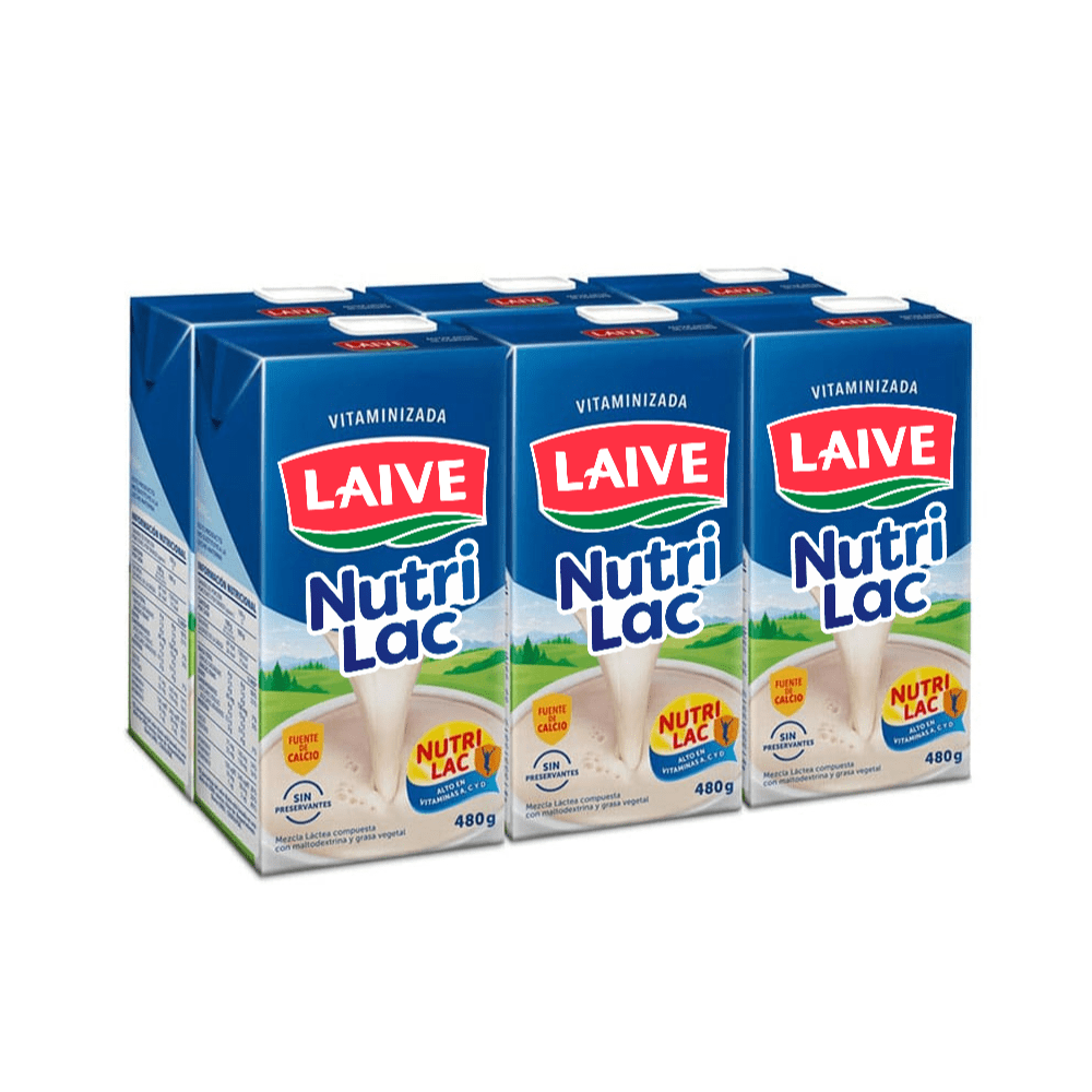 Laive Leche Vitaminizada NutriLac Caja 480gr Pack 6und | Eco Ahorro