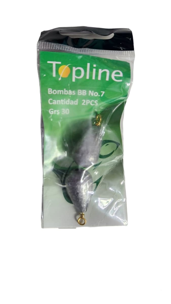 PLOMO DE PESCA TOP LINE N° 7 TIPO BOMBA | FERRETERIA LUCAS