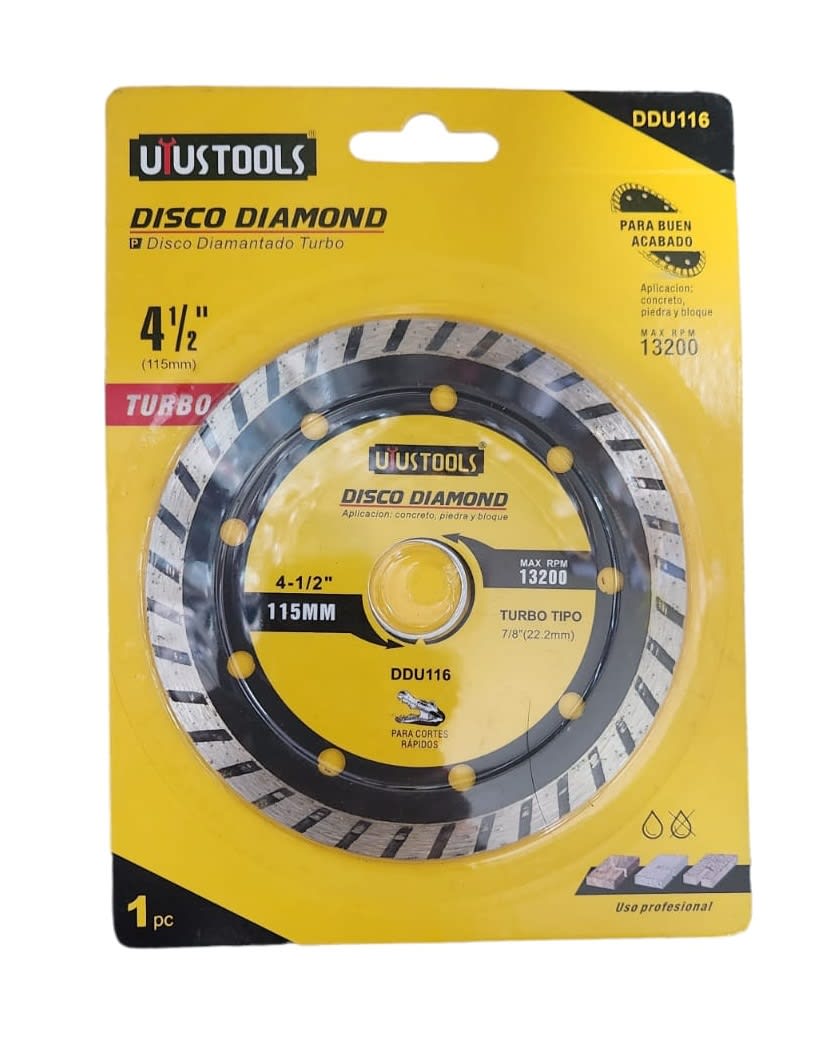 DISCO DIAMANTADO 4-1/2 TURBO DDU116 UYUSTOOLS | FERRETERIA LUCAS