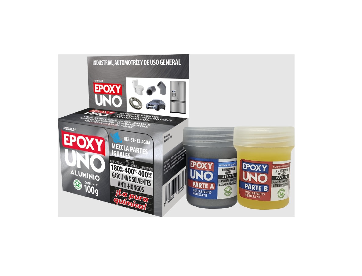 ADHESIVO EPOXICO EPOXY UNO ALUMINIO 100GR | FERRETERIA LUCAS