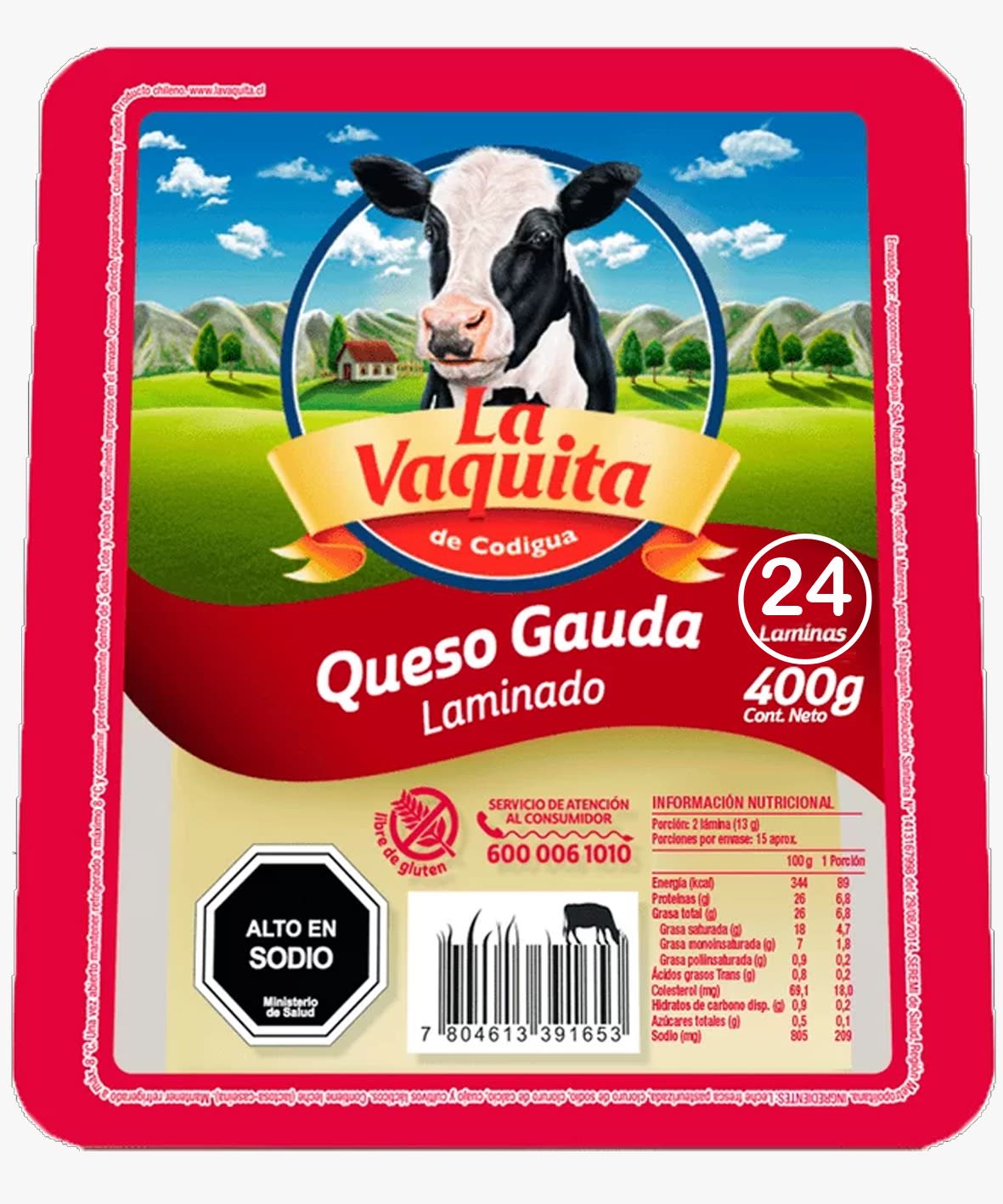 QUESO GOUDA LAMINADO LA VAQUITA 400 GRAMOS | Franchi Quesos y Cecinas