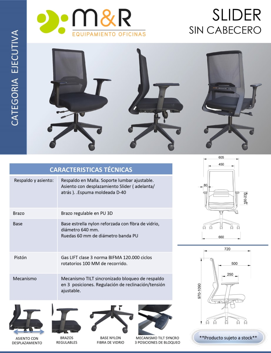 silla slider negra | M & R Muebles