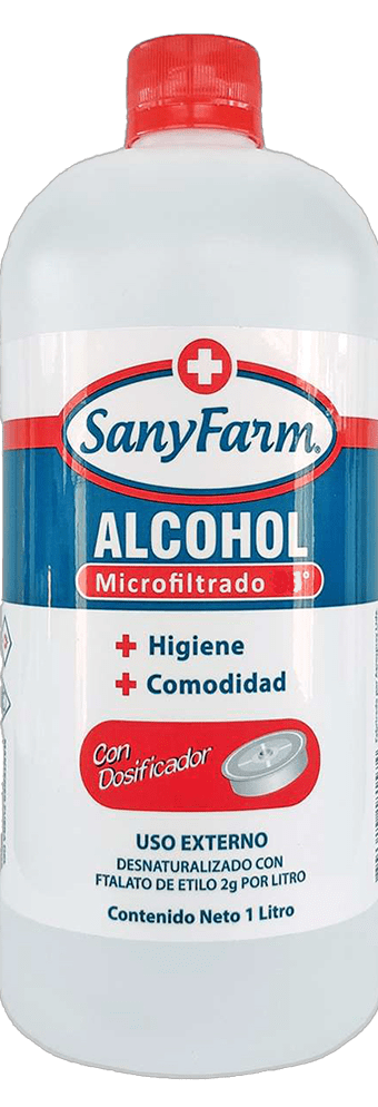 Alcohol líquido microfiltrado 70° Sanyfarm 1 litro | Tío Cleaning