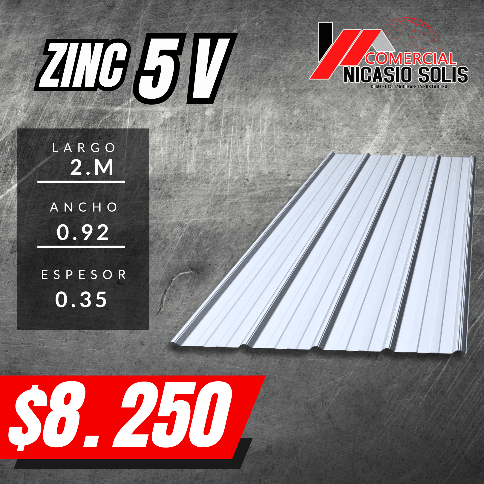 ZINC 5V 2 mts | Comercial Nicasio Solis | venta de materiales de ...