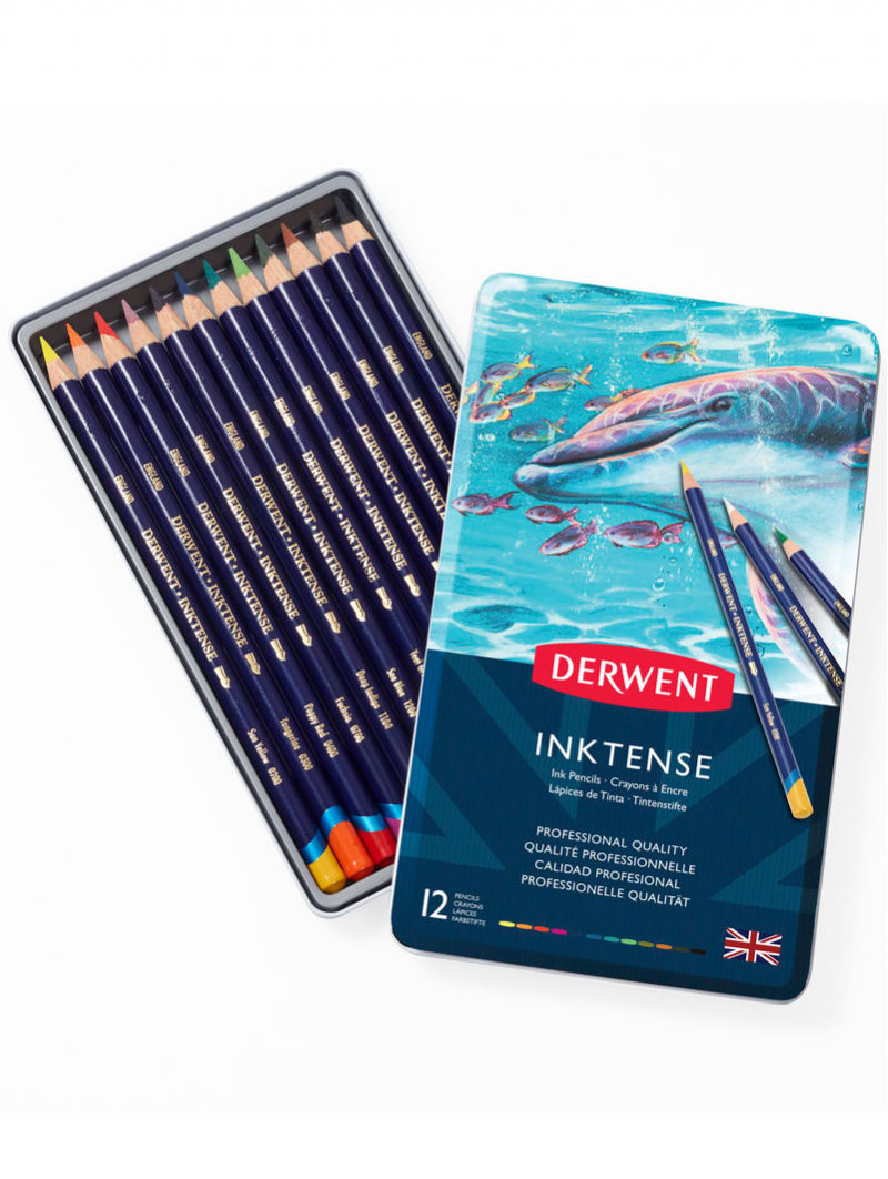 SET LAPICES DERWENT INKTENSE - 12 COLORES SOLUBLES EN AGUA | La Pencilería
