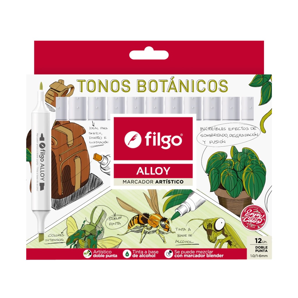 MARCADORES FILGO Alloy Set 12 Colores - Set Botánicos | La Pencilería