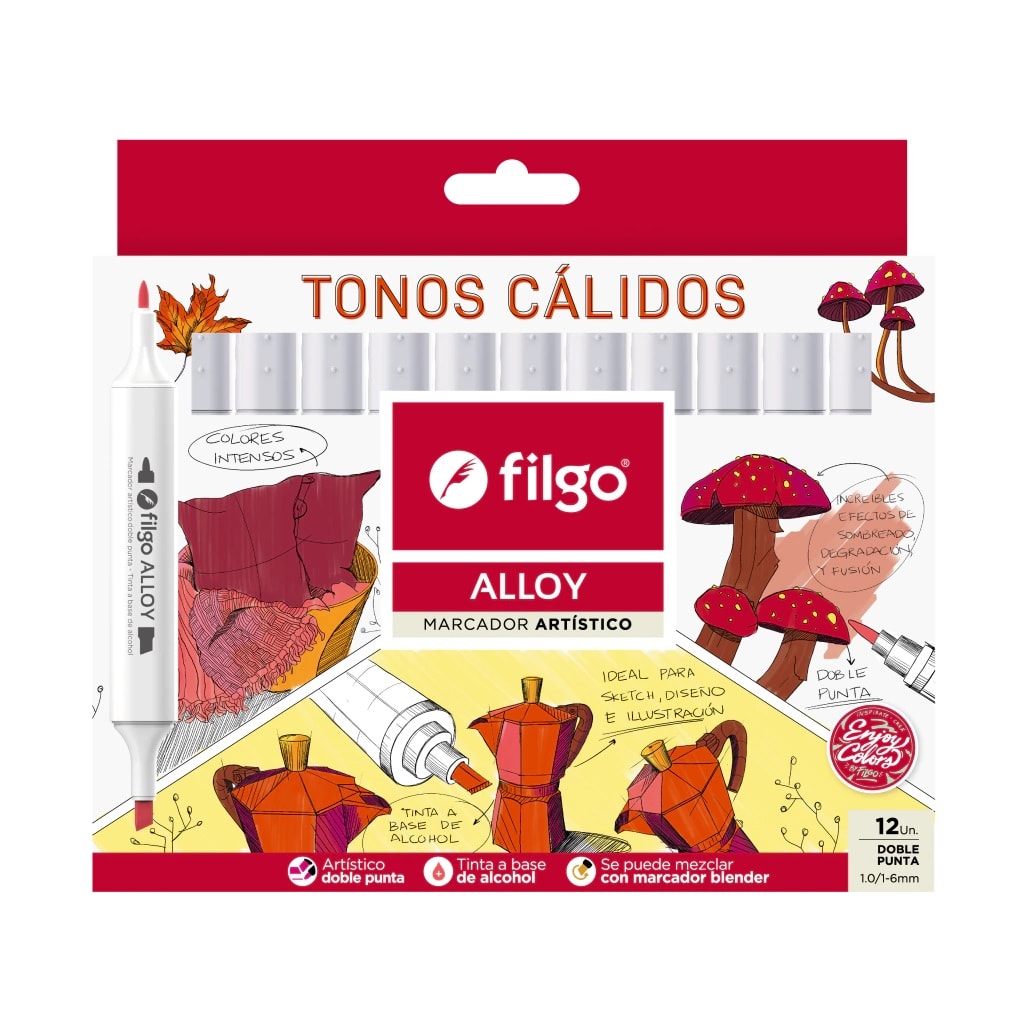 MARCADORES FILGO Alloy Set 12 Colores - Tonos Cálidos | La Pencilería
