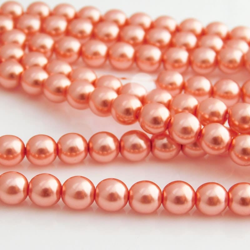 Perla Vidrio 8mm Peach Redondo (Tira) | Mundo del Joyero