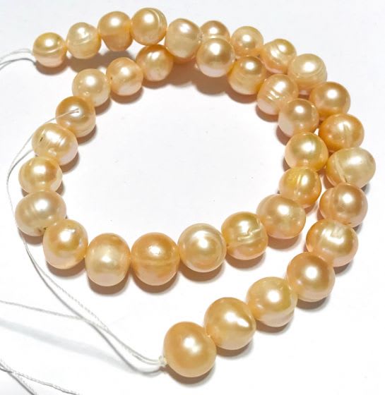 Perla Natural Potato Peach 10mm (Tira) | Mundo del Joyero