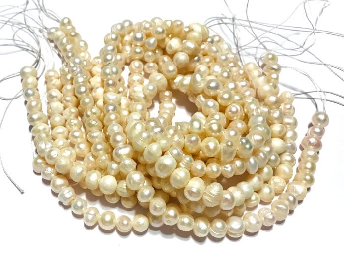 Perla Natural Potato Crema 5-6mm (Tira) | Mundo del Joyero