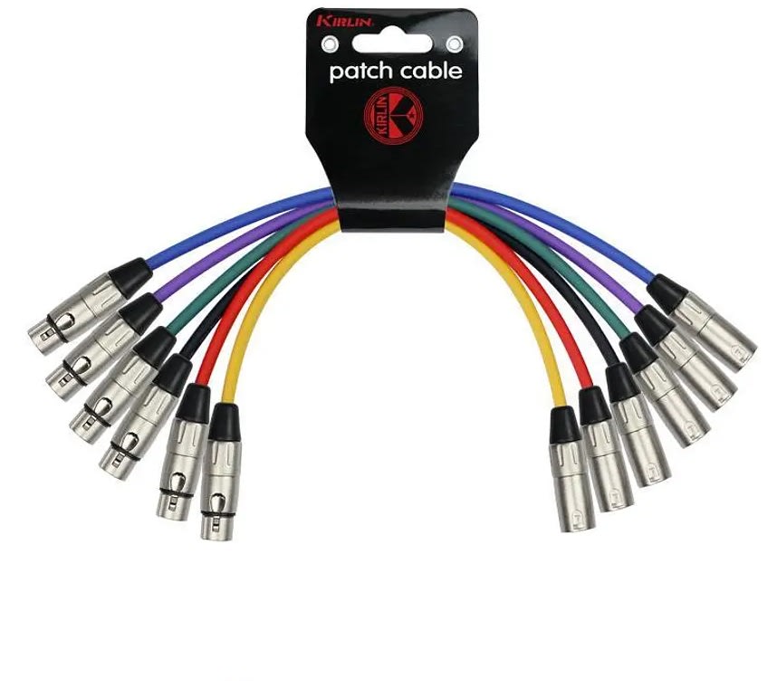 PACK 6 CABLES PATCH XLR A XLR KIRLIN | TIENDA DE MÚSICA OASIS BLACK