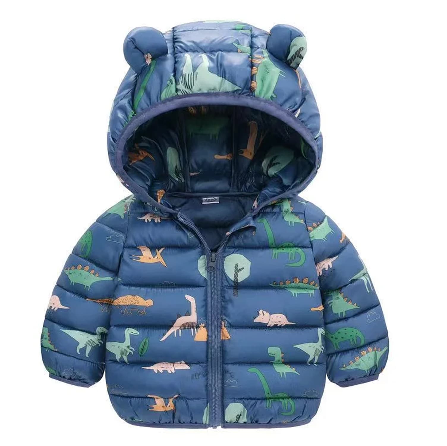 Chaqueta Parka Con Capucha Azul Dinosaurio | MaryShop