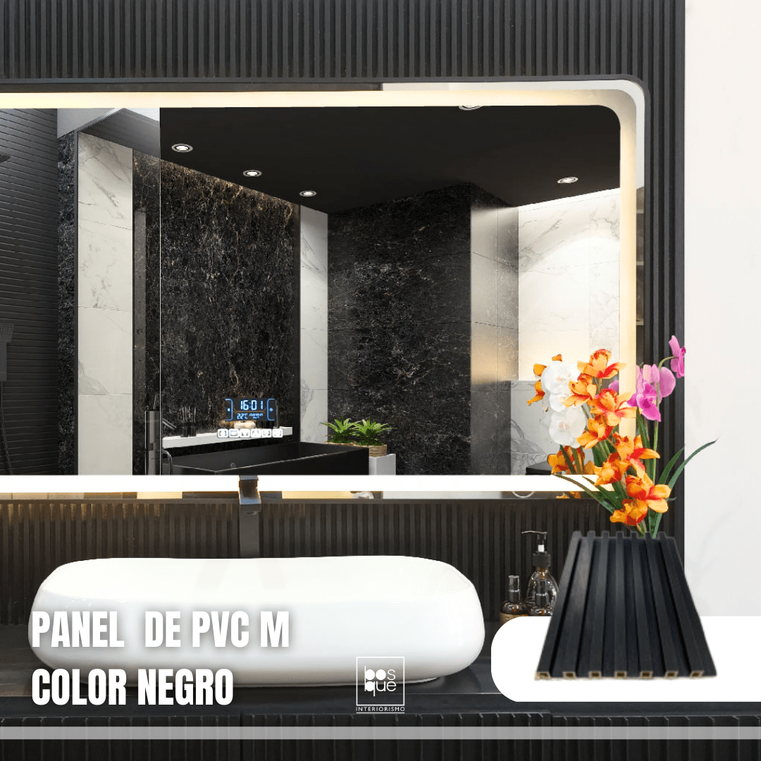 PANEL PVC TIPO MADERA - MEDIUM COLOR NEGRO | Bosque Interiorismo
