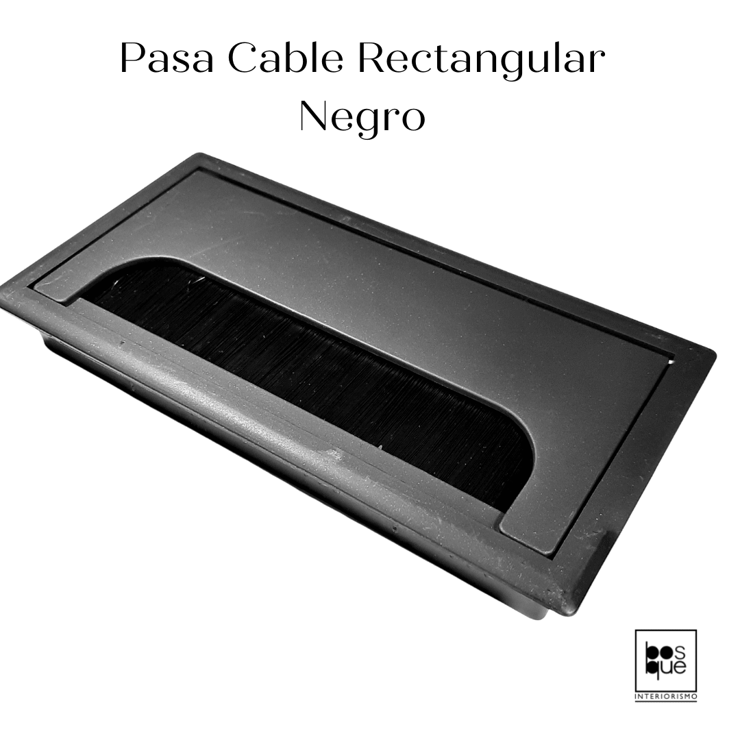 Pasa Cable Rectangular Negro | Bosque Interiorismo