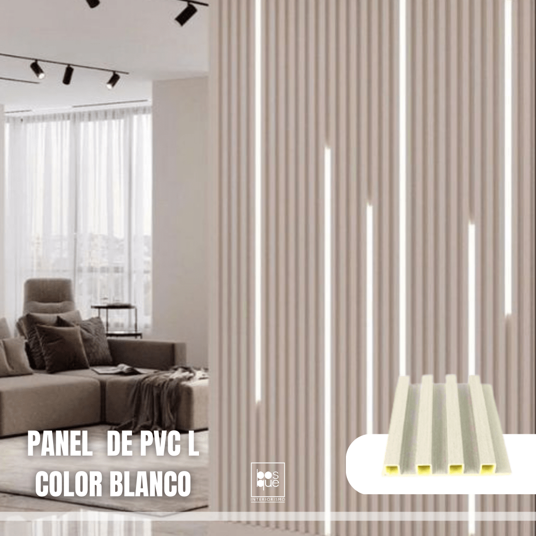PANEL PVC TIPO MADERA - LARGUE COLOR BLANCO | Bosque Interiorismo