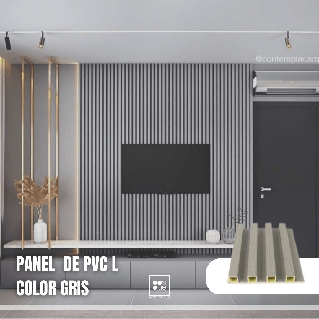 Panel PVC tipo madera - Largue Color Gris | Bosque Interiorismo