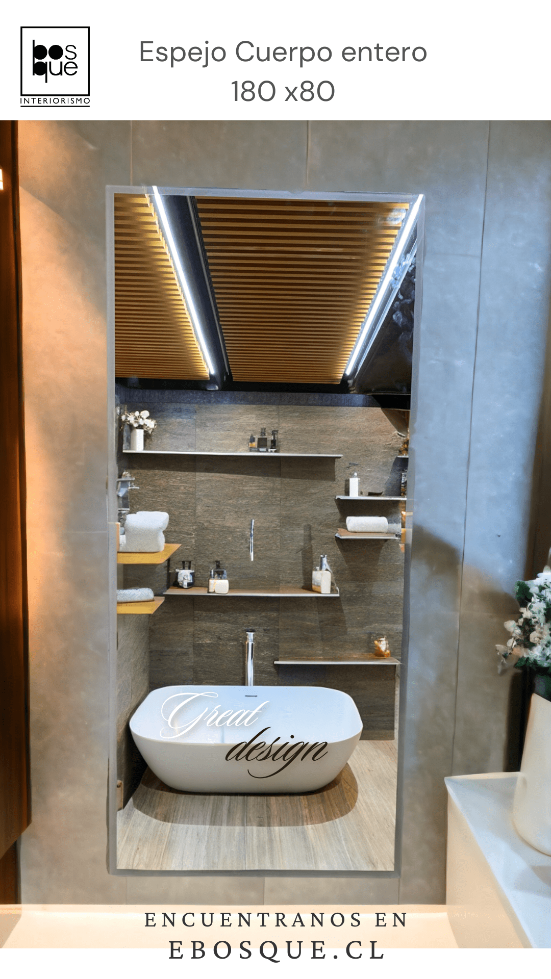 ESPEJO SMART ULTRA LIGHT 180X80 | Bosque Interiorismo