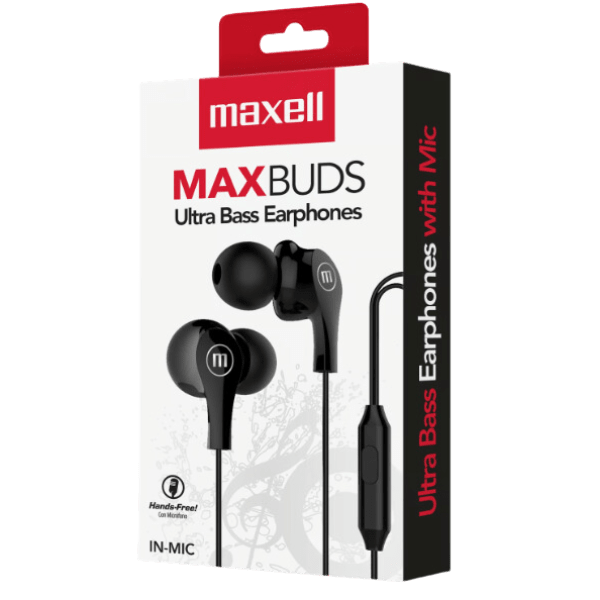 Maxell Audífonos Maxbuds C/Micrófono IN-MIC Negro | Paper Mill