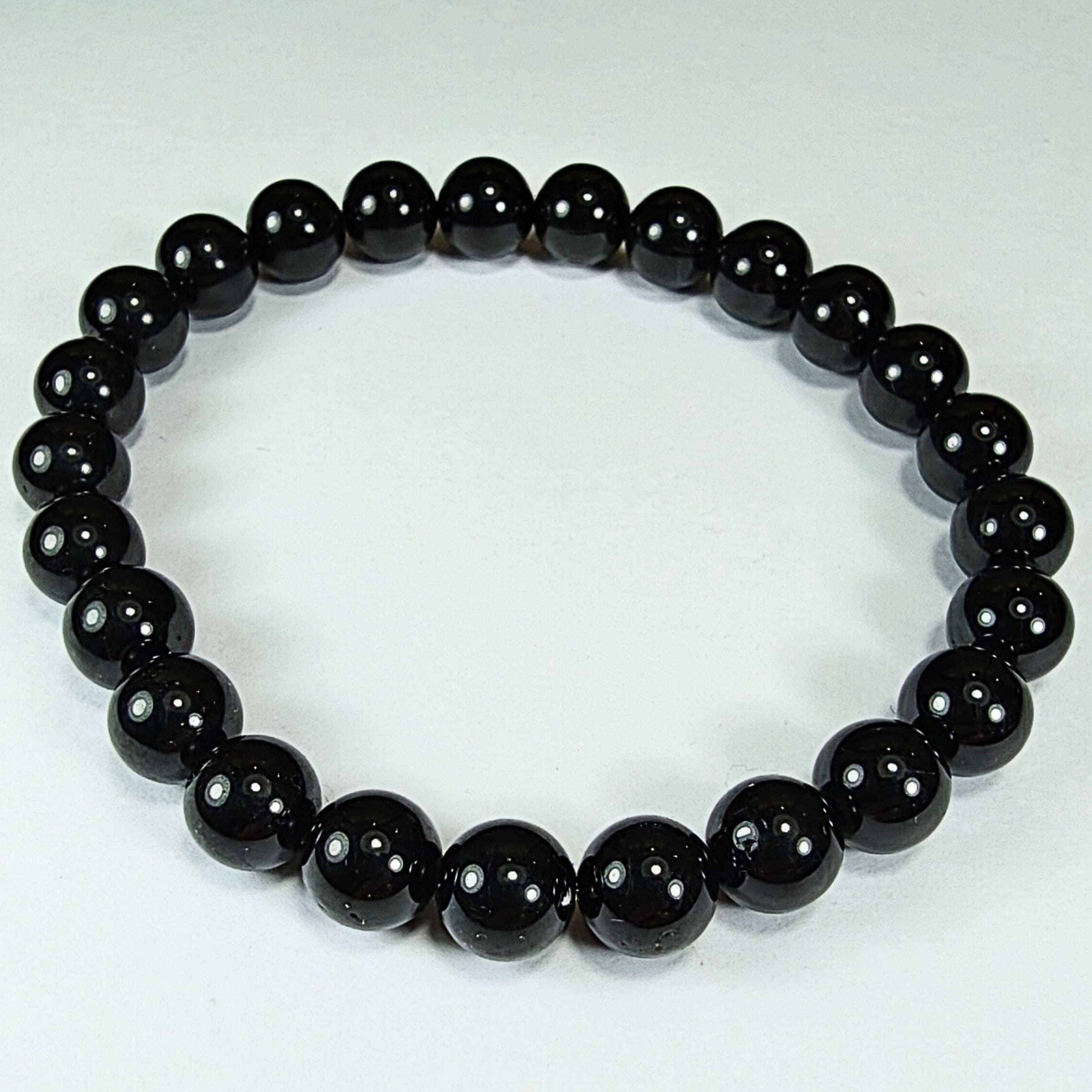 Pulsera De Turmalina Negra en Perlas de 7 mm | Catarata: Cristales y Rocas
