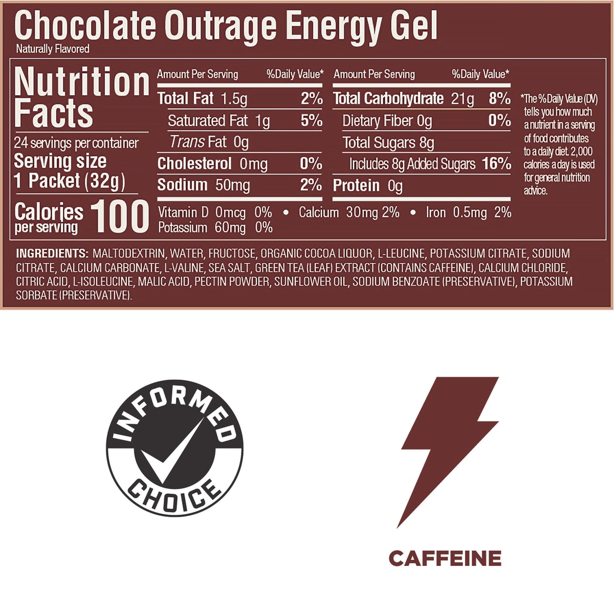 Gu - Energy Gel - Chocolate Outrage - 20mg cafeína | GBBikes