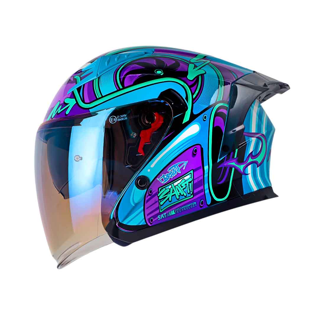 Casco moto shaft 226sp turbo az.cl mr tr.ir.az abierto con sun visor | OXS