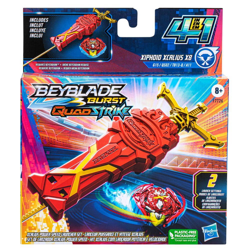 BEYBLADE BURST QUAD STRIKE 4 EN 1 SET LANZADOR XCALIUS POWER SPEED ...