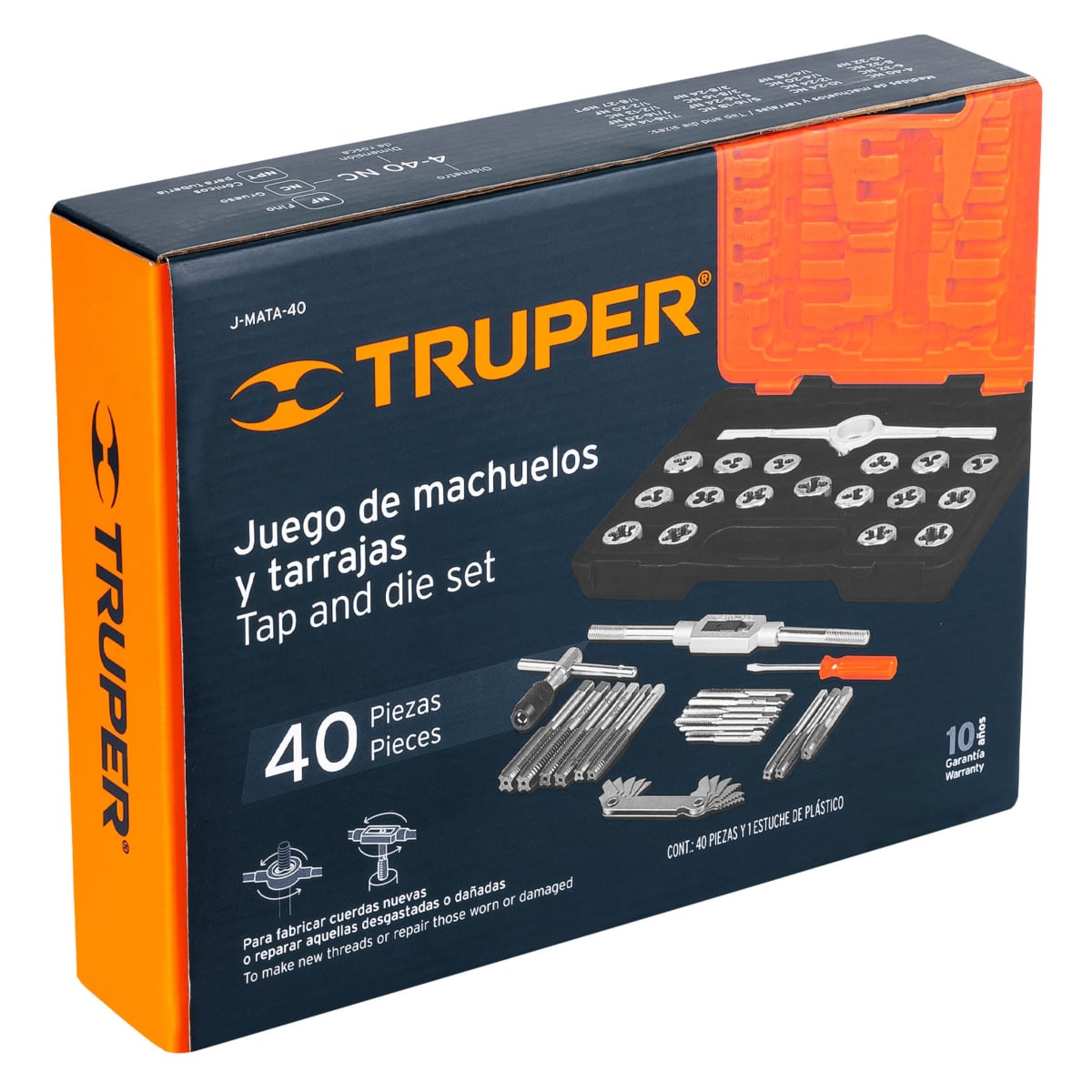 Juego machos y tarrajas saca roscas, 40 piezas - Truper ...