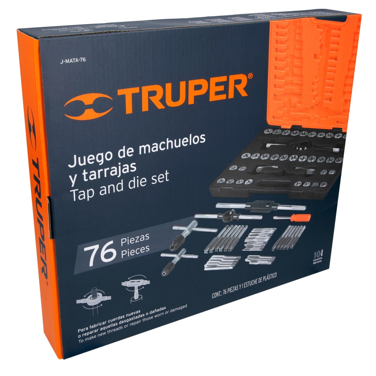 Juego de machos y tarrajas saca roscas 76 piezas, Truper ...