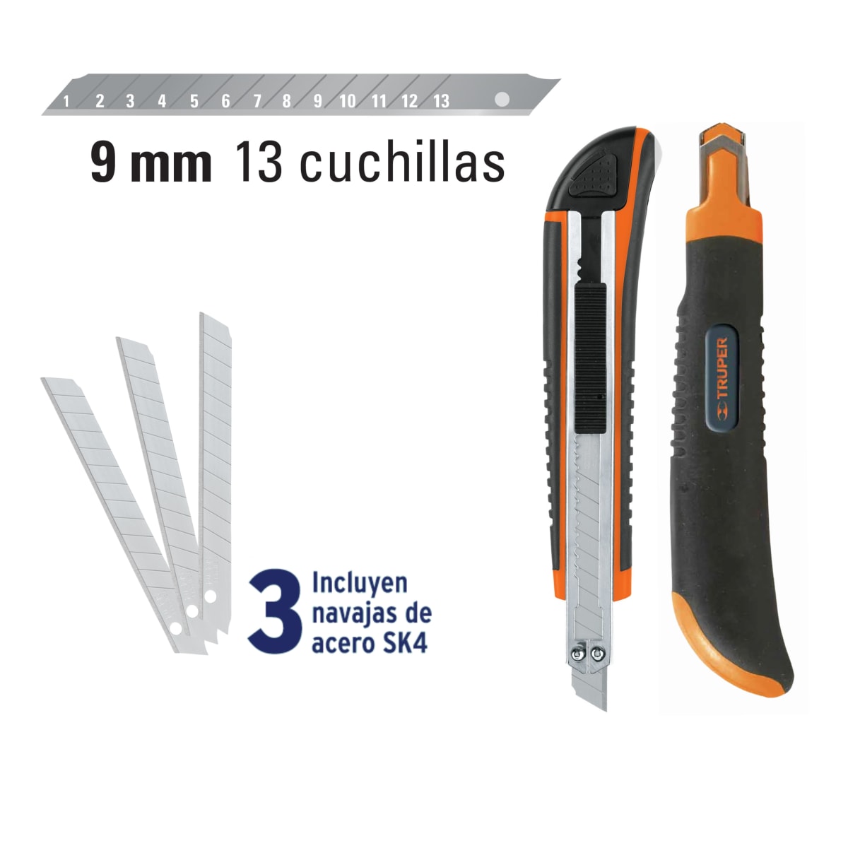 Cutter profesional navaja retráctil 9mm. truper | megaconstructores.pe