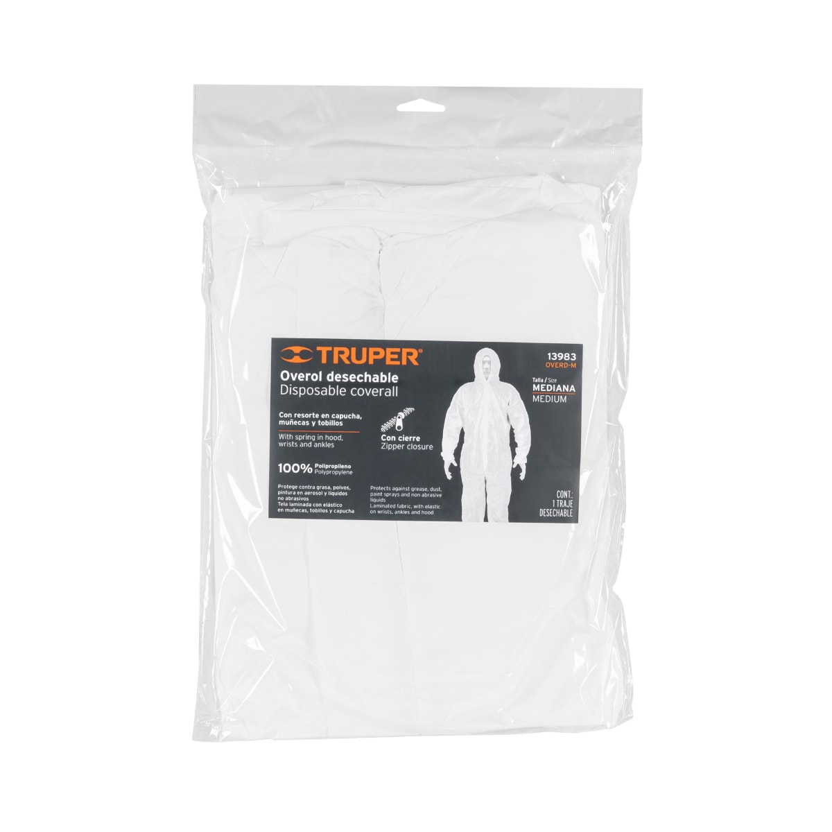 Overol traje tyvek mameluco pintor talla M - TRUPER | megaconstructores.pe
