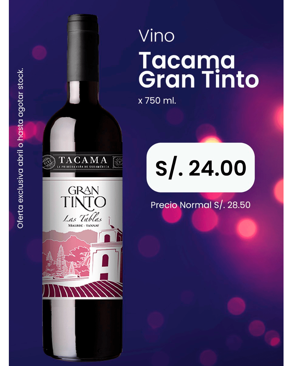 PROMOCIÓN Vino Tacama Gran Tinto x 750ml. | Licores Nuevo Mundo