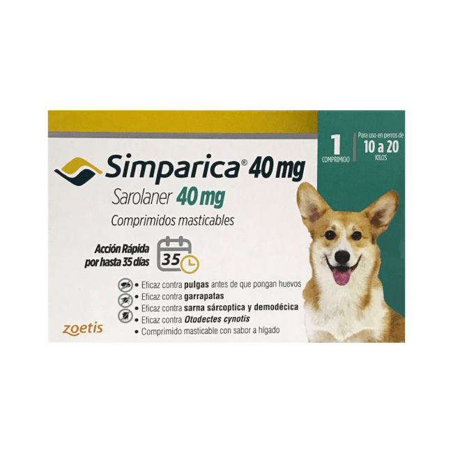 SIMPARICA 40 MG 10 A 20KG 1COMP | Jpets Mascotas