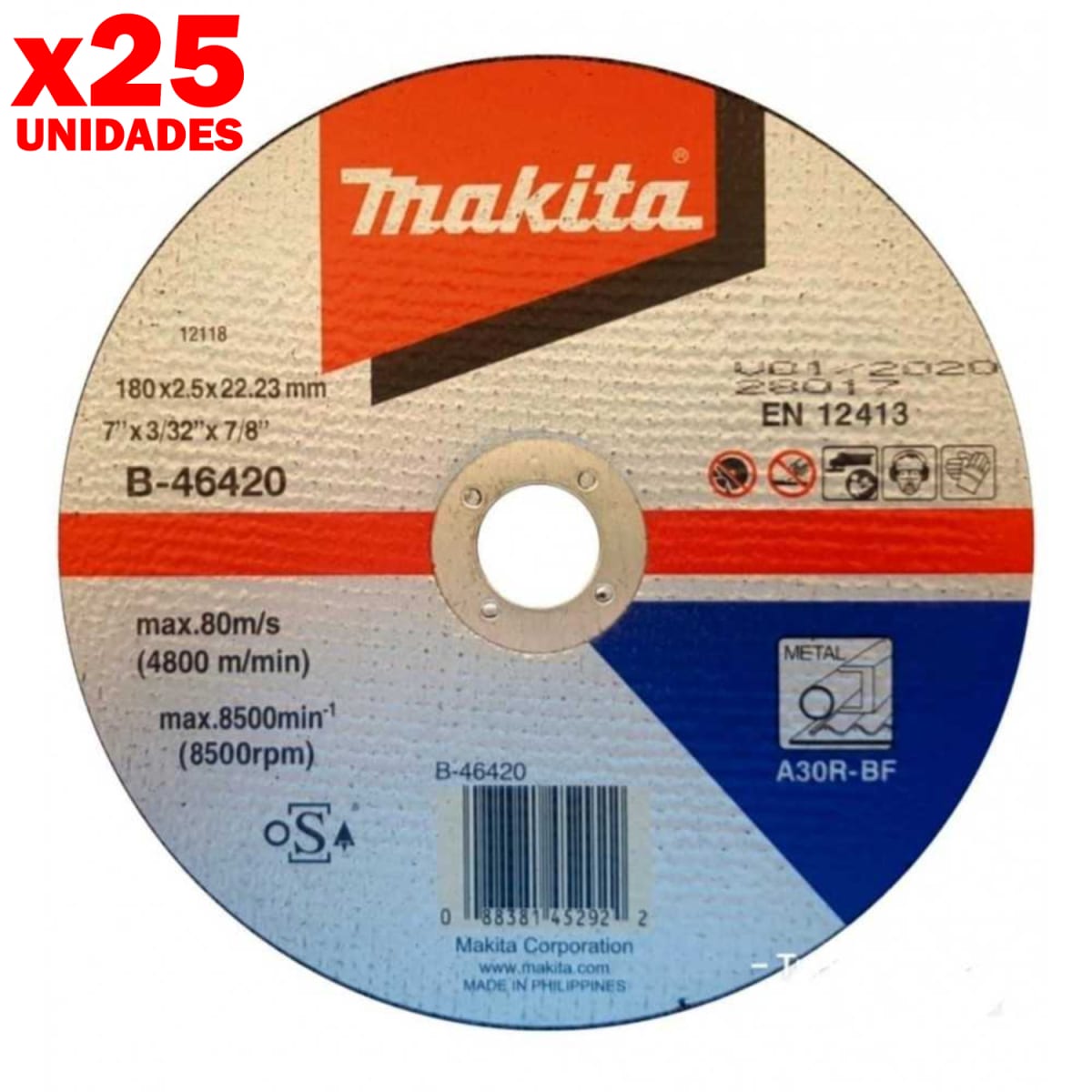 Disco de Corte 7" x 2.5mm (25 Unidades) B-46420 MAKITA | FerreOnline