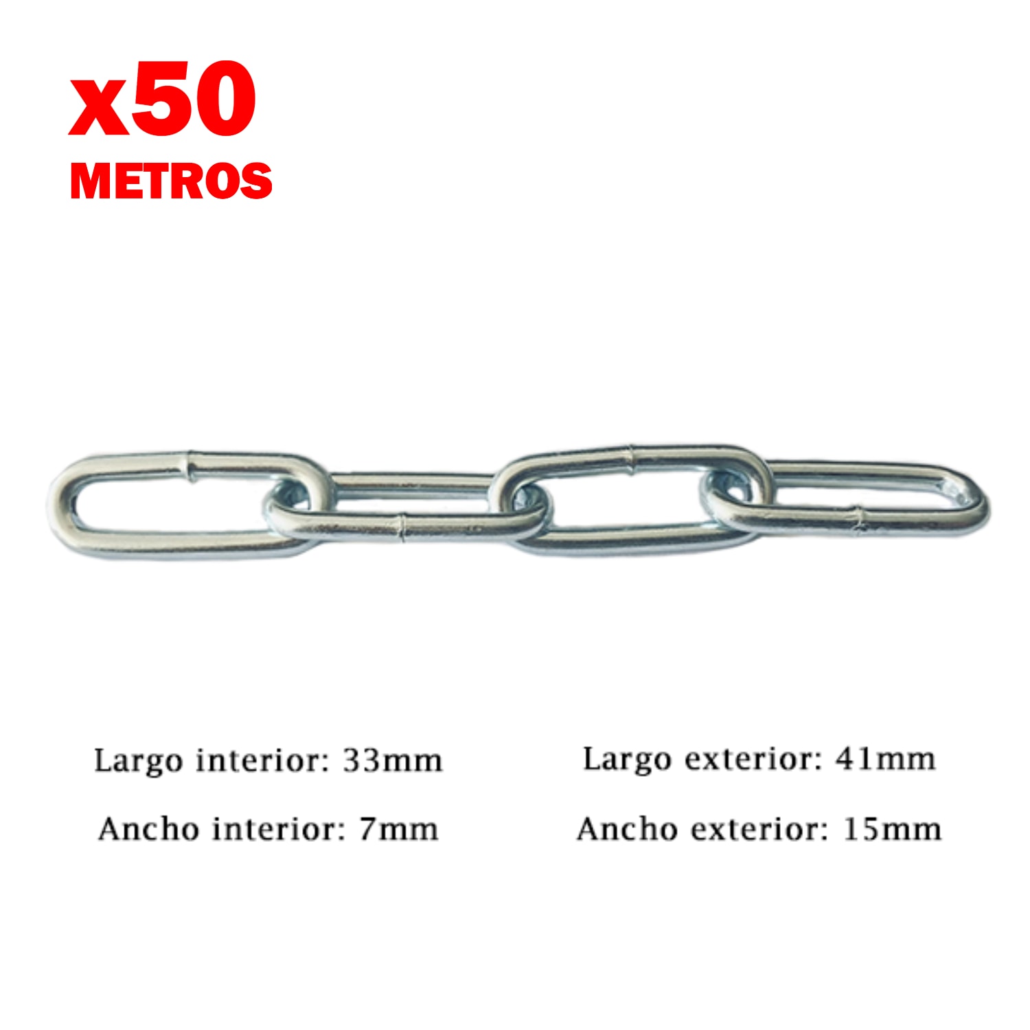 Cadena Galvanizada 4mm Eslabon Largo 50 Metros OKB | FerreOnline