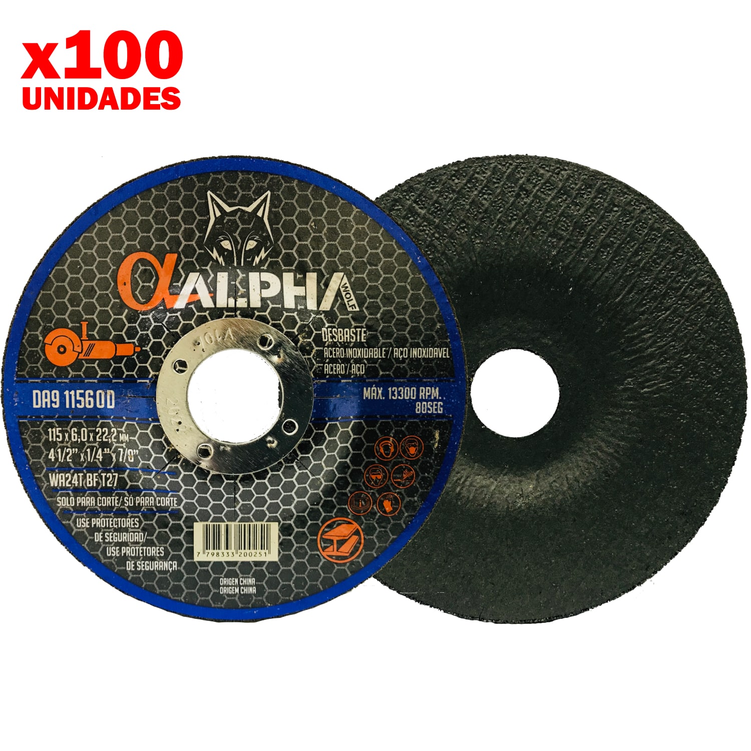 Disco de Desbaste 4 1/2" ALPHA PRO 100 Unidades | FerreOnline