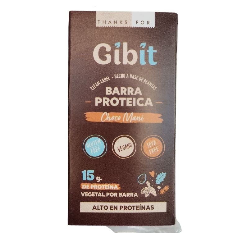 BARRITA DE PROTEINA VEGANA GIBIT CHOCO MANI | Huella Cero Supermercado ...