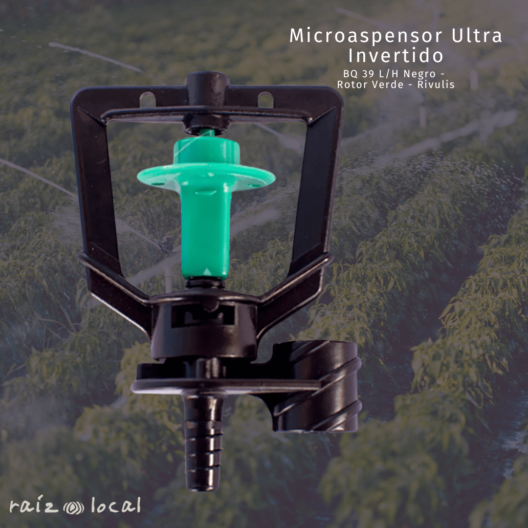 MICROASPERSOR ULTRA INVERTIDO BQ 39 L/H NEGRO - ROTOR VERDE - RIVULIS | CONSTRUPLANET