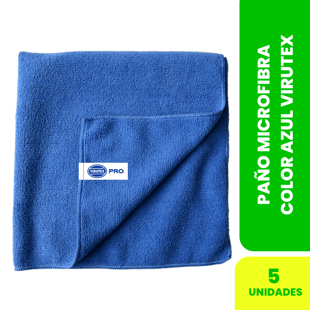 PAÑO MICROFIBRA COLOR AZUL 5 UNIDADES VIRUTEX | PABEL, Aseo y Limpieza
